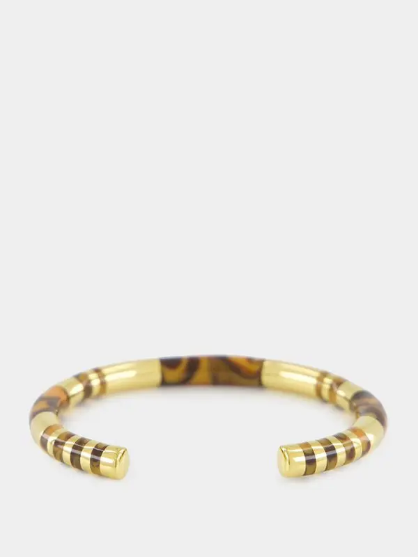 AURÉLIE BIDERMANN Tie & Dye Tiger's Eye Positano Bangle - Brown