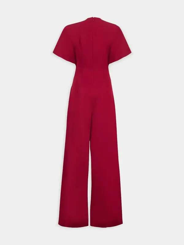 Stella McCartney Plunge Neck Leg-slit Jumpsuit - Burgundy