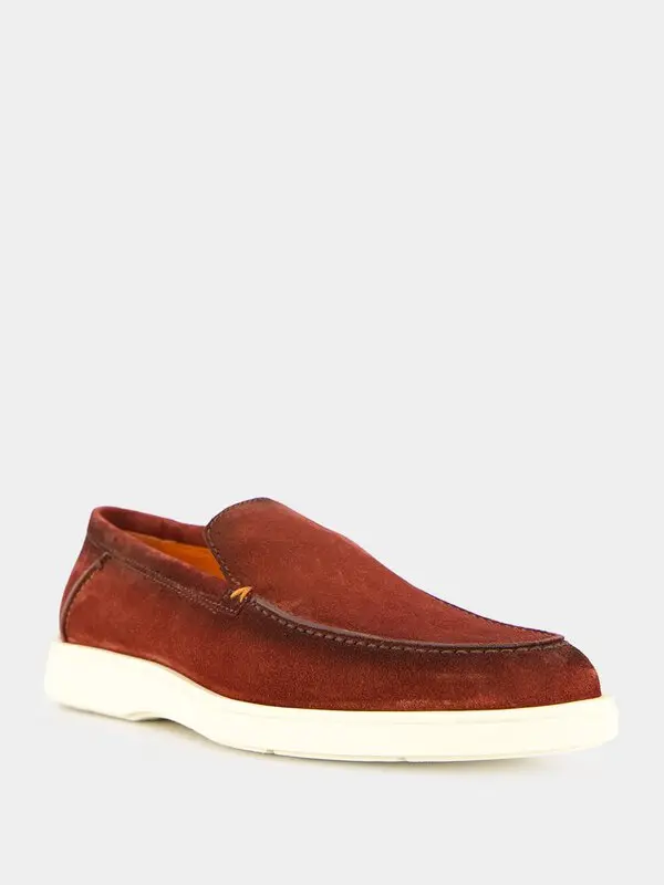 Santoni Nubuck Loafer - Burgundy