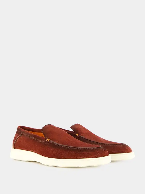 Santoni Nubuck Loafer - Burgundy