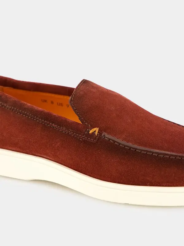 Santoni Nubuck Loafer - Burgundy