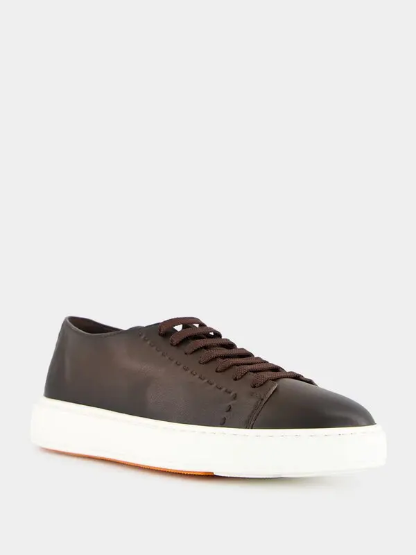 Santoni L-top Clean Row Leather Sneakers