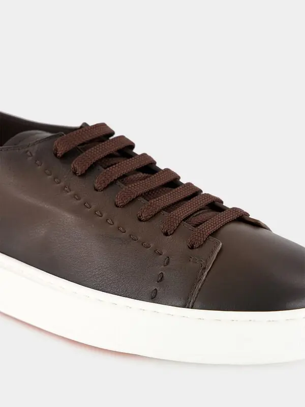 Santoni L-top Clean Row Leather Sneakers