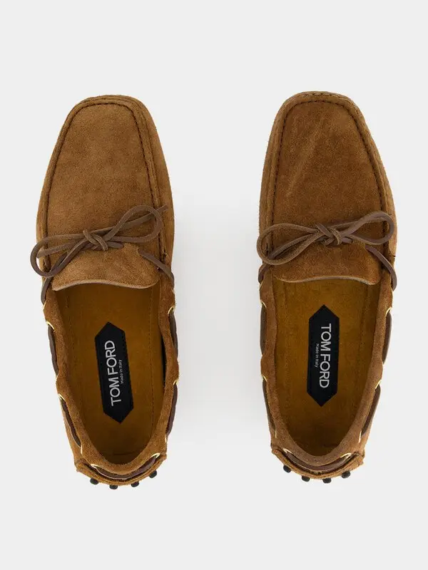 TOM FORD Suede Driver Moccasins - Brown