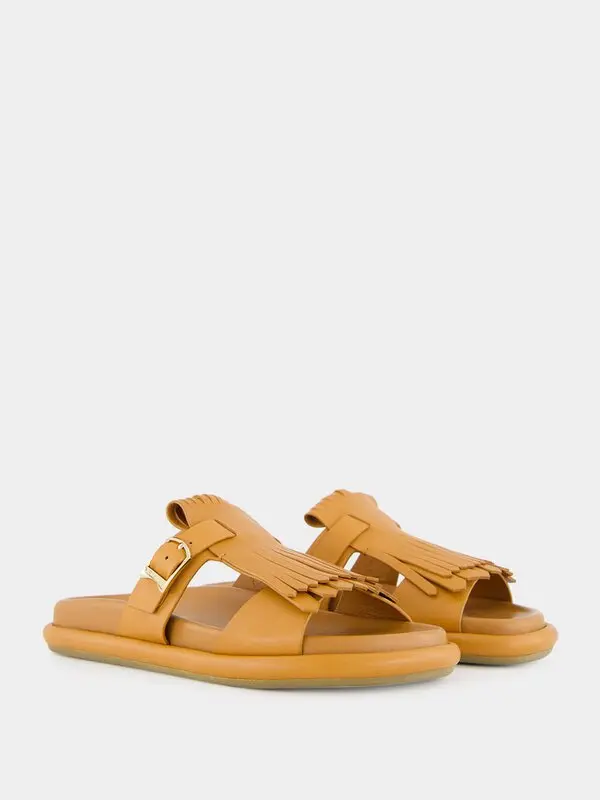 Santoni Leather Flat Sandals