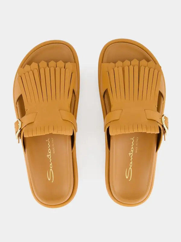 Santoni Leather Flat Sandals