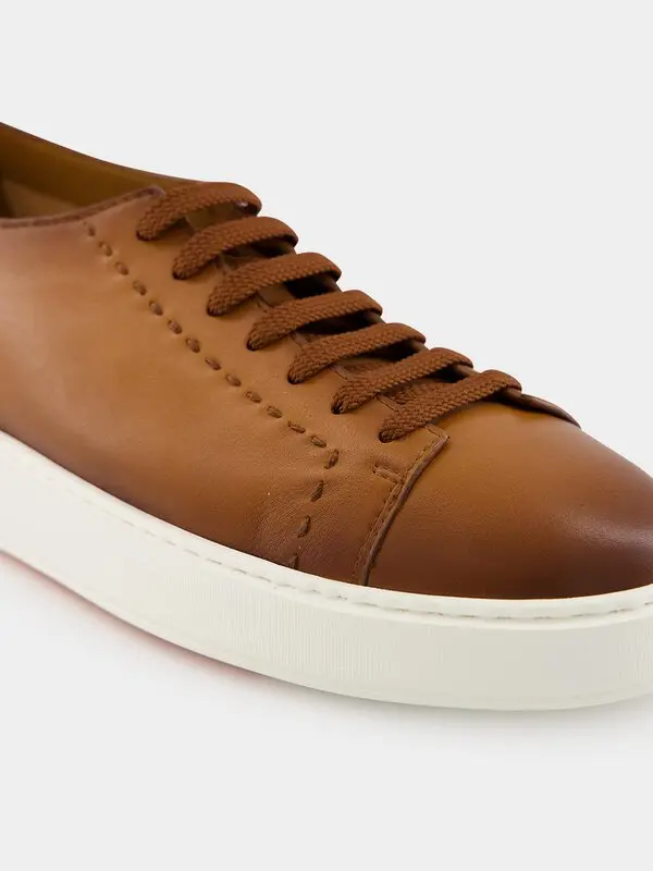 Santoni Clean Row Leather Sneakers