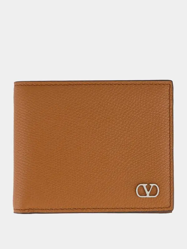 Valentino Garavani Saddle Vlogo Signature Grainy Calfskin Wallet - Brown