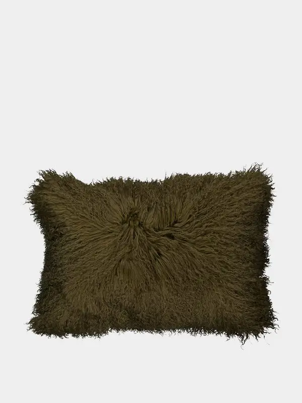 Maison De Vacances Tibetan Goat Hair And Linen Cushion - Brown