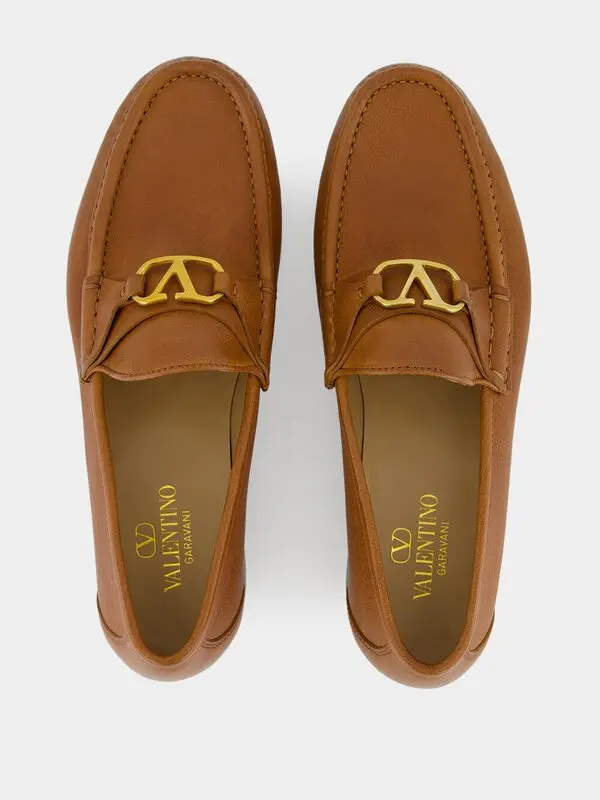 Valentino Garavani V-logo Signature Loafers - Brown