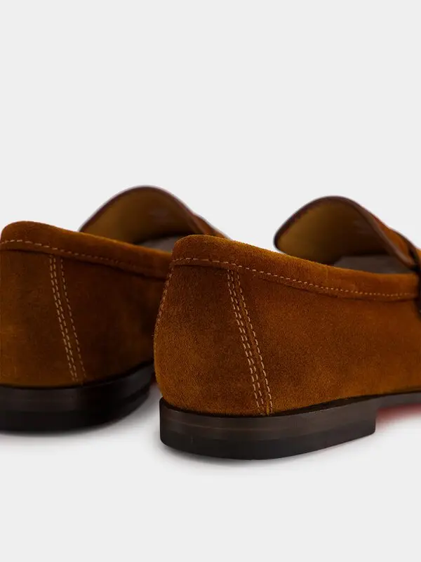 Santoni Suede Double Buckle Loafers - Brown