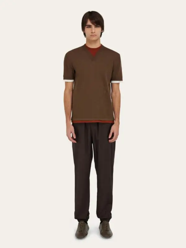 FERRAGAMO Layered Knit T-shirt - Brown