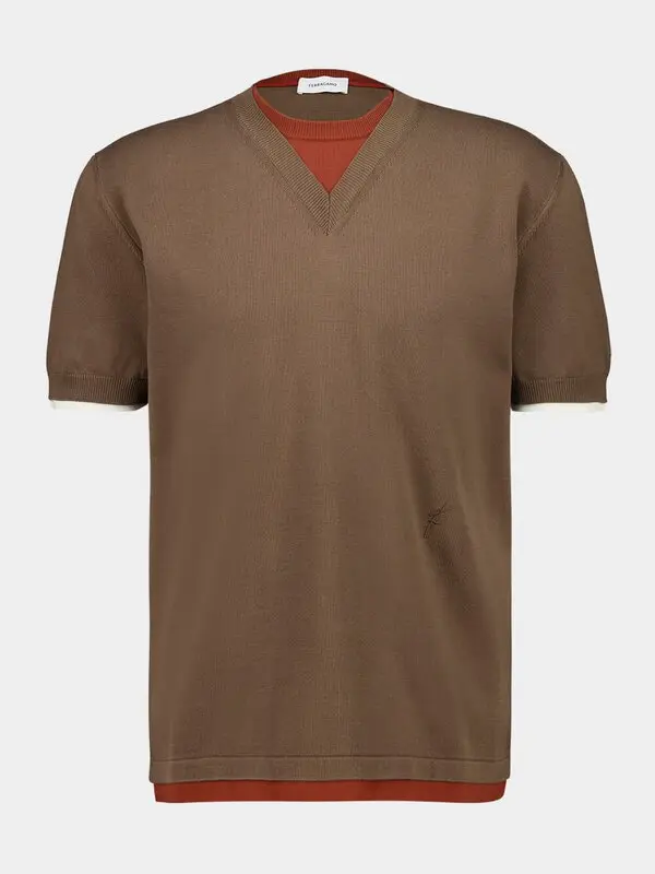 FERRAGAMO Layered Knit T-shirt - Brown