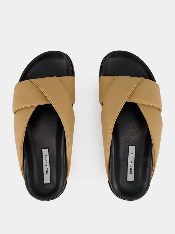 EMME PARSONS Nappa Folded Slides - Brown