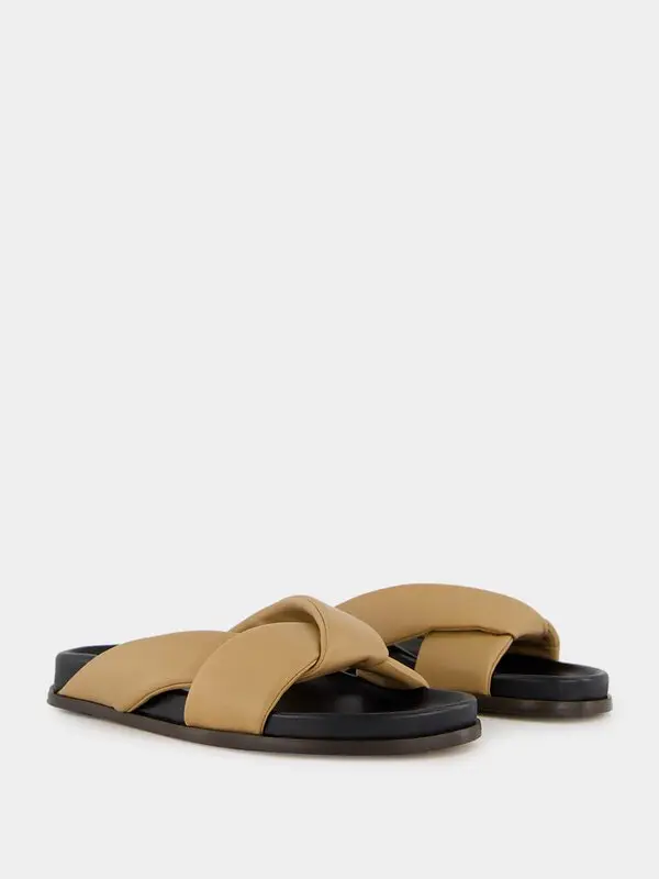 EMME PARSONS Folded Slide Sandals - Brown