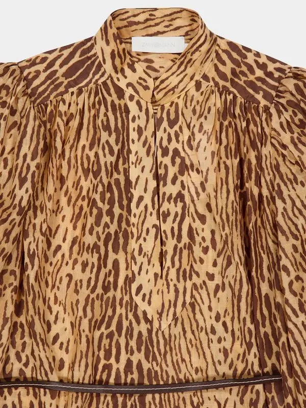 Zimmermann Leopard Print Cotton Tunic - Brown