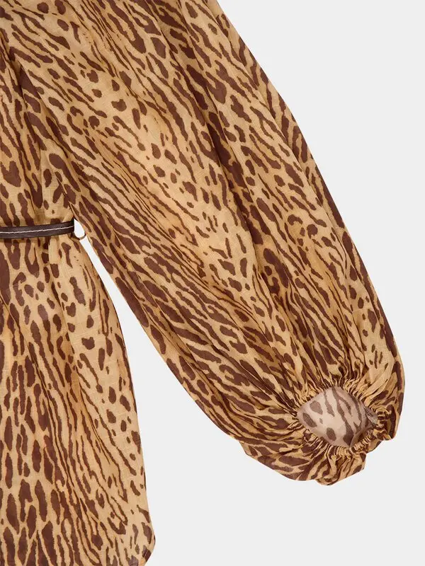Zimmermann Leopard Print Cotton Tunic - Brown