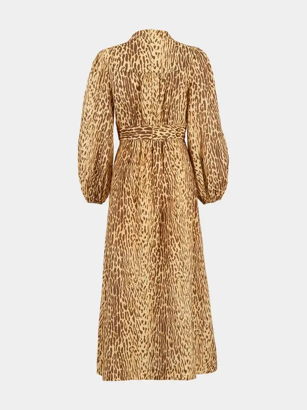 Zimmermann Cascadian Plunge Midi Dress - Brown