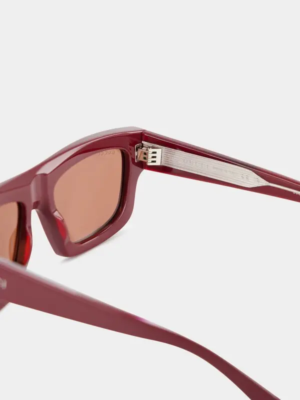Gucci Rectangular Frame Sunglasses - Burgundy