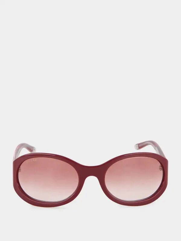 Gucci Round Frame Sunglasses - Burgundy