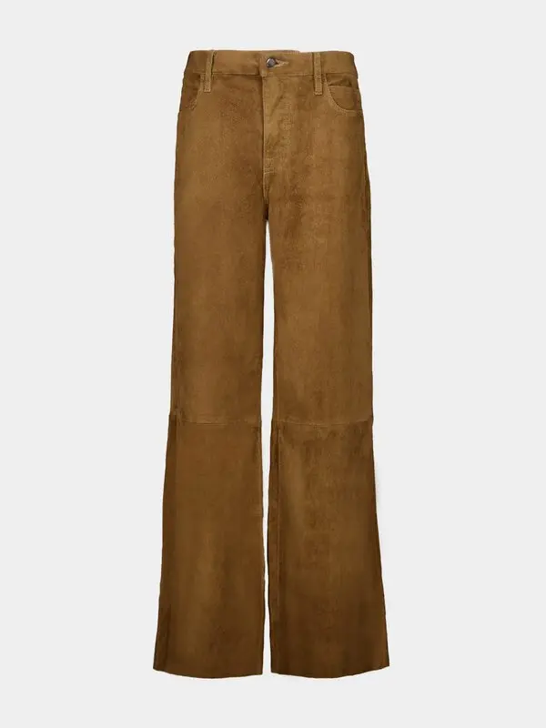 PAULA Wide-leg Suede Pants