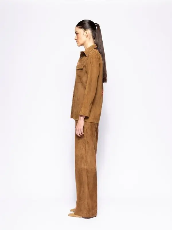 PAULA Wide-leg Suede Pants