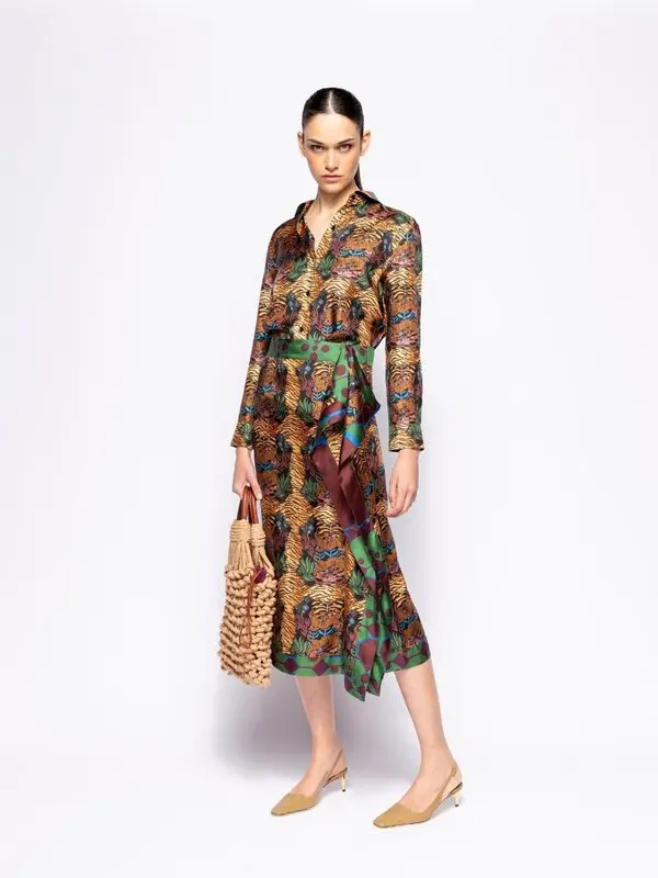 PAULA Ametista Dreamframe Printed Silk Twill Shirt - Brown