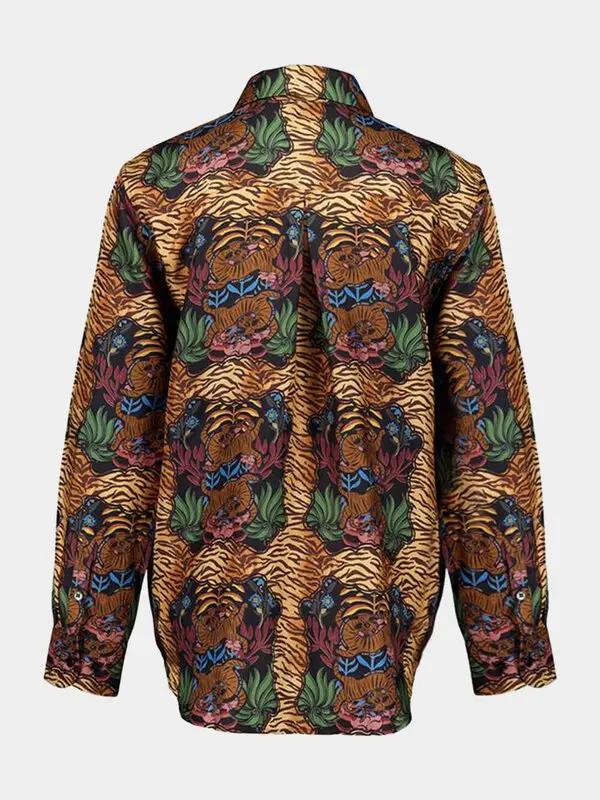 PAULA Ametista Dreamframe Printed Silk Twill Shirt - Brown