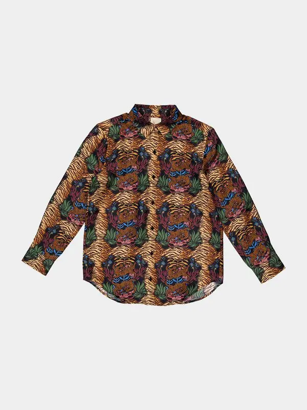 PAULA Ametista Dreamframe Printed Silk Twill Shirt - Brown