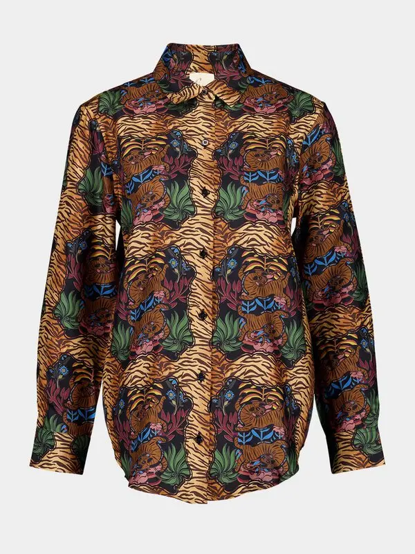 PAULA Ametista Dreamframe Printed Silk Twill Shirt - Brown