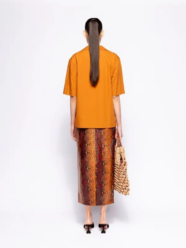 PAULA Daisy Caramel Café Embroidered Poplin Shirt