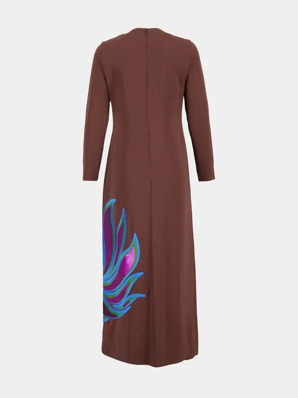 PAULA Kentia Coffee Bean Embroidered Maxi Dress