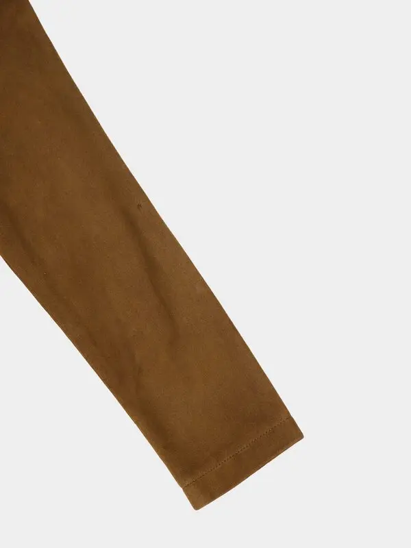 PAULA Frank Caramel Café Embroidered Suede Overshirt