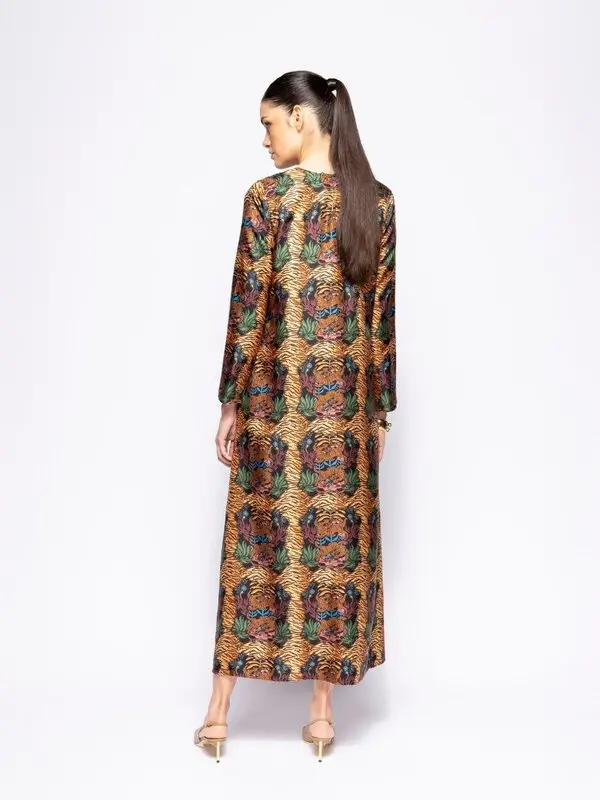 PAULA Dreamframe Print Silk Twill A-line Maxi Dress