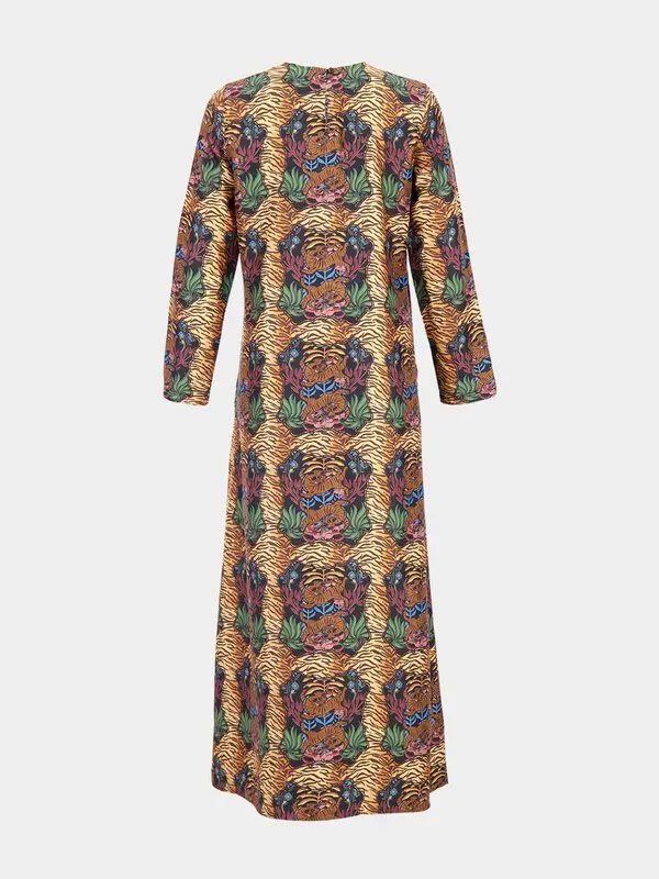 PAULA Dreamframe Print Silk Twill A-line Maxi Dress