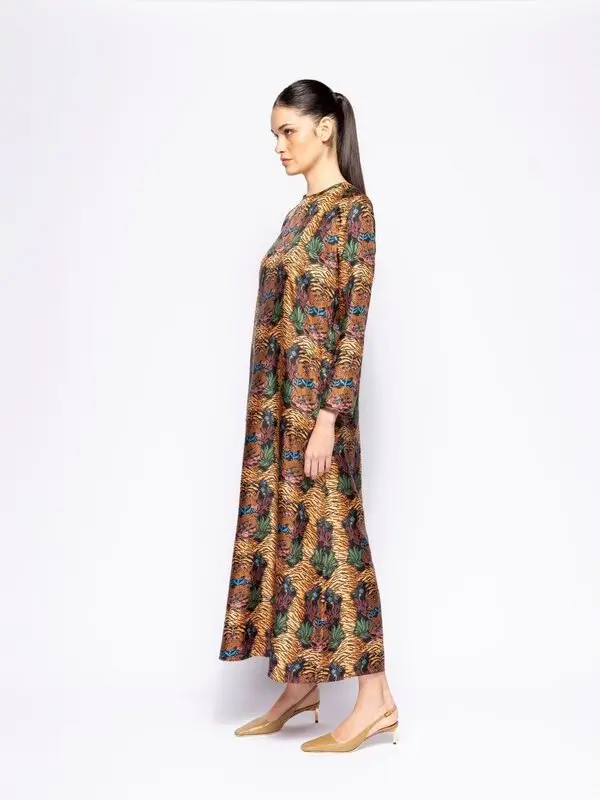 PAULA Dreamframe Print Silk Twill A-line Maxi Dress