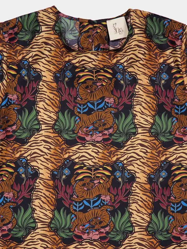 PAULA Dreamframe Print Silk Twill A-line Maxi Dress