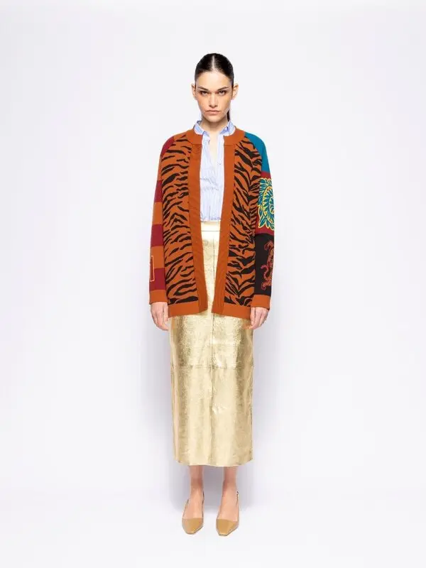 PAULA Lily Caramel Café Jacquard Oversized Jacket