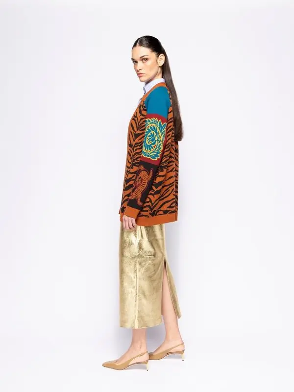 PAULA Lily Caramel Café Jacquard Oversized Jacket