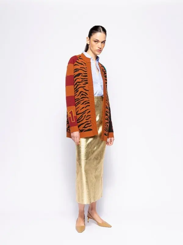 PAULA Lily Caramel Café Jacquard Oversized Jacket