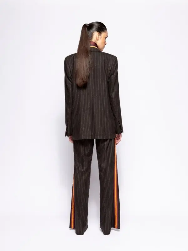 PAULA Torenia Coffee Bean Striped Pants With Side Detail