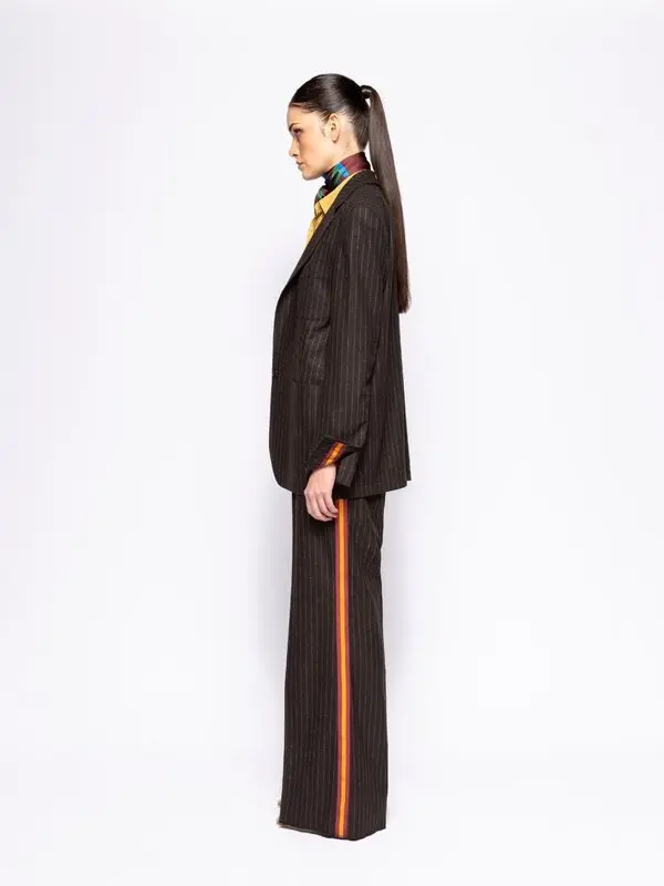 PAULA Torenia Coffee Bean Striped Pants With Side Detail