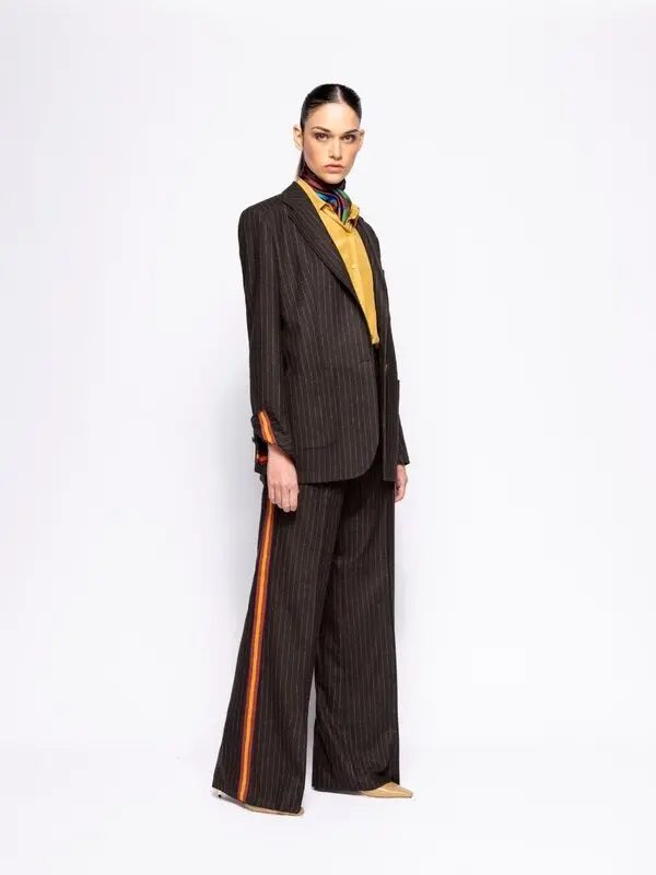 PAULA Torenia Coffee Bean Striped Pants With Side Detail