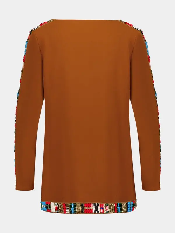 PAULA Clara Hand-embroidered Boat-neck Top
