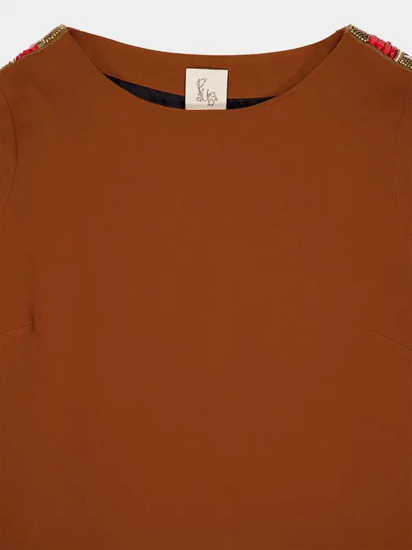 PAULA Clara Hand-embroidered Boat-neck Top