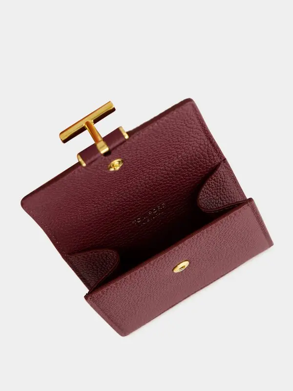 TOM FORD Red Plum Tara Grain Leather Card Holder - Burgundy