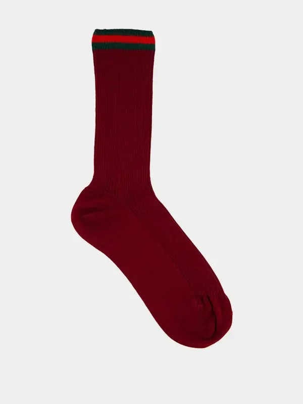 Gucci Ribbed Cotton Socks With Web Trim