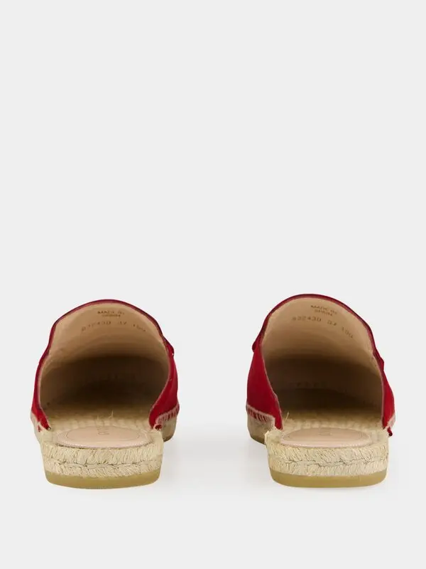 Gucci Suede Horsebit Espadrille Mules - Burgundy
