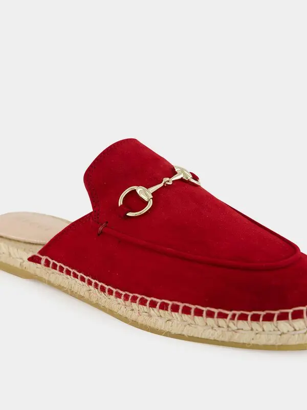 Gucci Suede Horsebit Espadrille Mules - Burgundy