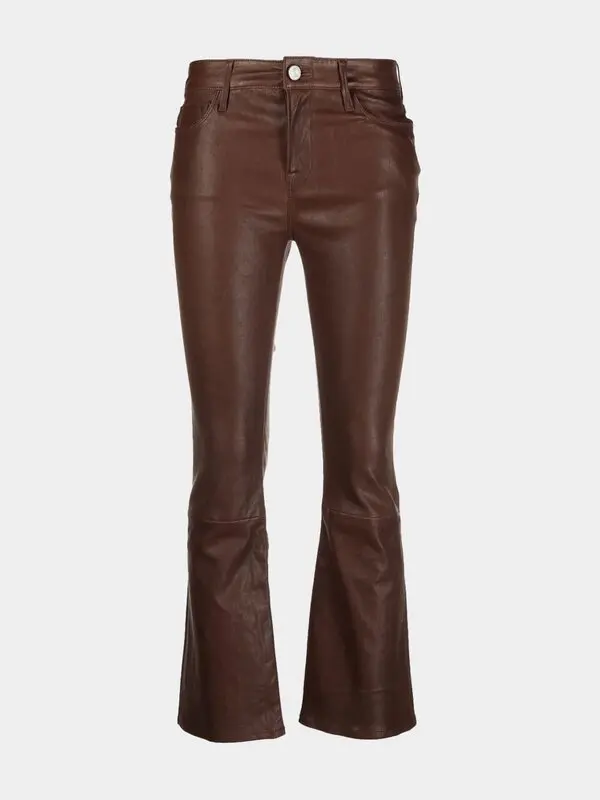 FRAME Le Crop Mini Boot Leather Trousers - Brown